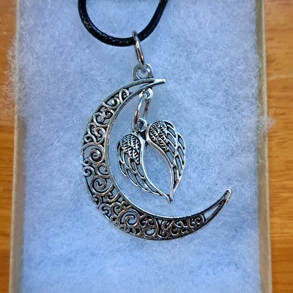 Jewelry | Crescent Moon Angel Wings Necklace | Poshmark